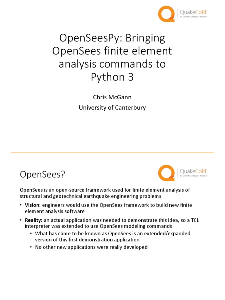 Openseespy: Bringing Opensees Finite Element Analysis Commands To Python 3 | PDF | Python ...
