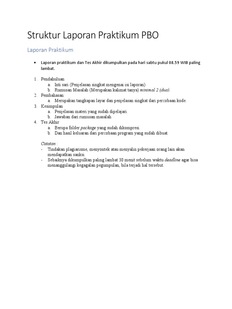 Struktur Laporan Praktikum PBO | PDF | Komputer