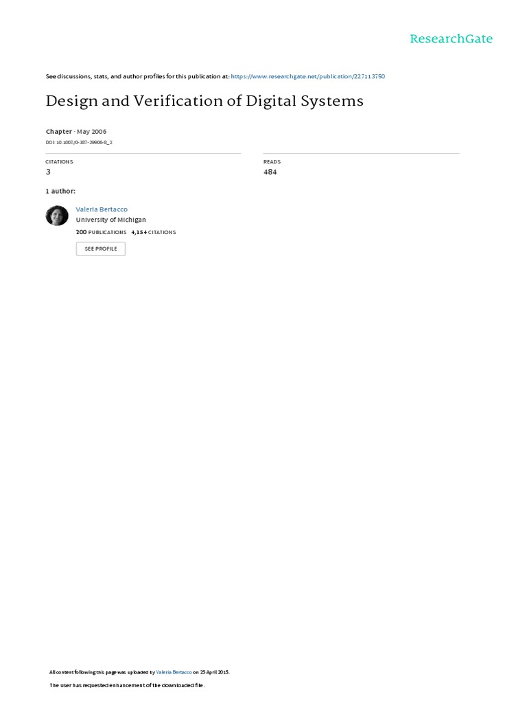 Design and Verification of Digital Systems | PDF | Formal Verification ...