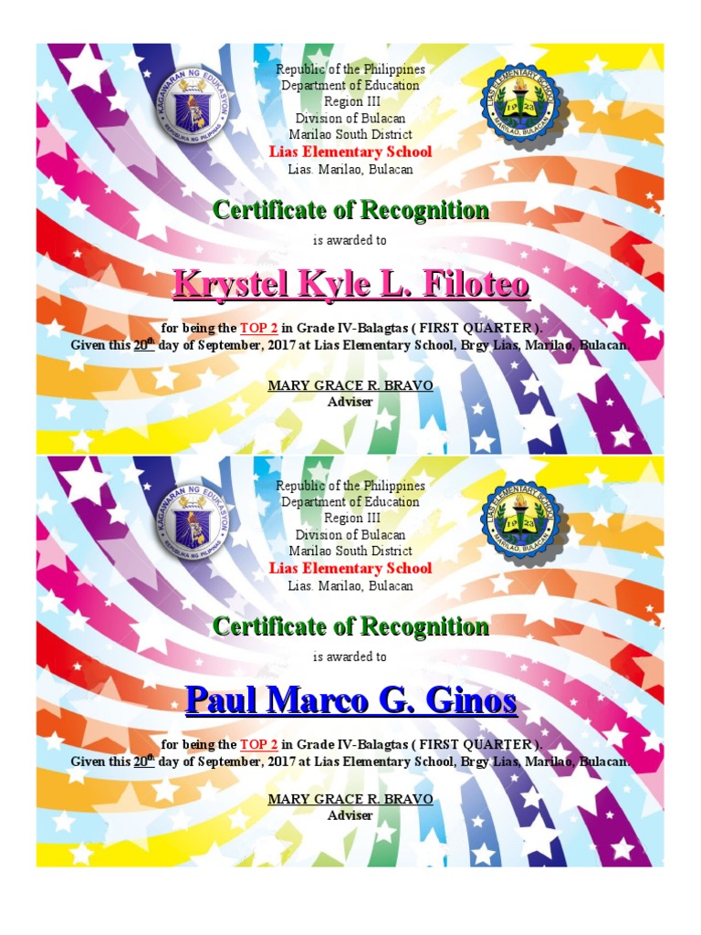 Certificate 1st Grading | PDF