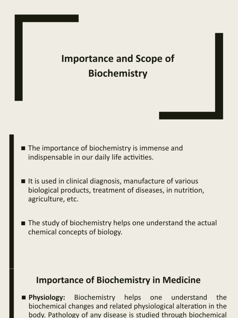 Importance of Biochem | PDF | Biochemistry | Chemistry