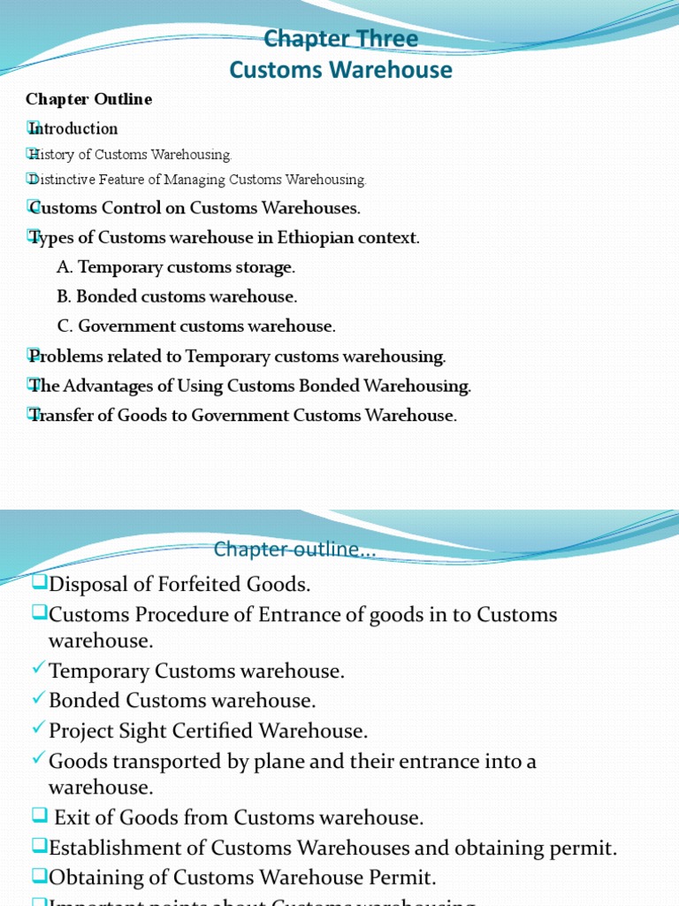 Chapter Three Customs Warehouse | PDF | Customs | Warehouse