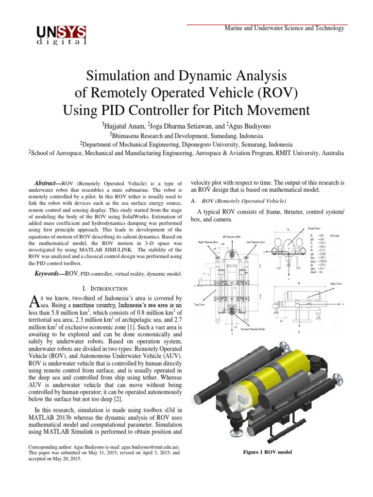 Simulation and Dynamic Analysis of Remotely Operated Vehicle (ROV ...