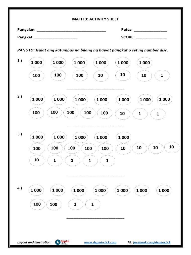Grade 3 Activity Sheets Q1 Week 1 | PDF