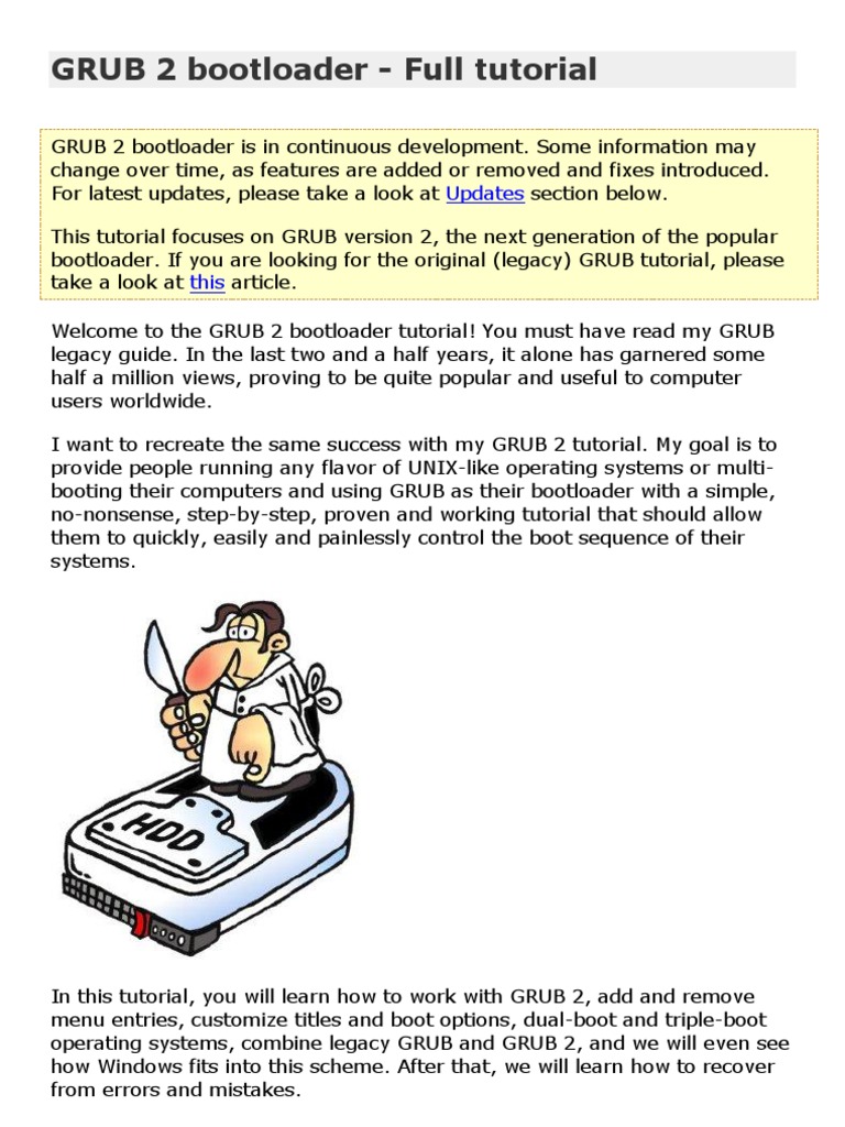 GRUB 2 Bootloader - Full Tutorial | PDF | Booting | Computer Architecture