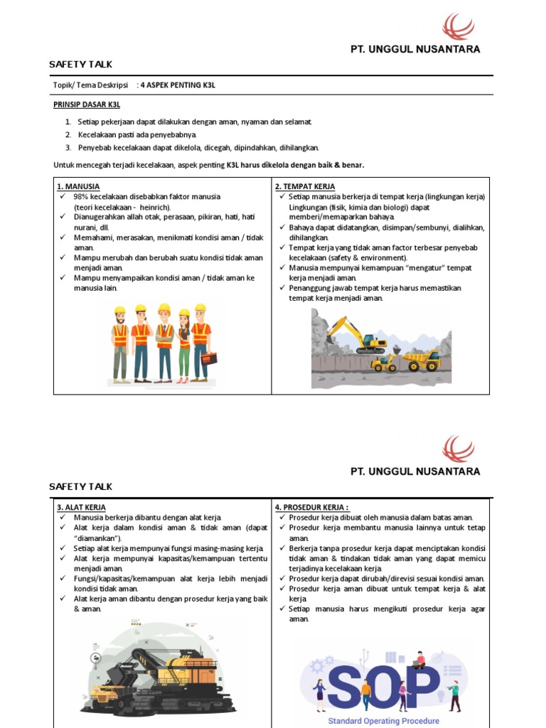 Safety Talk - 4 ASPEK PENTING K3L | PDF