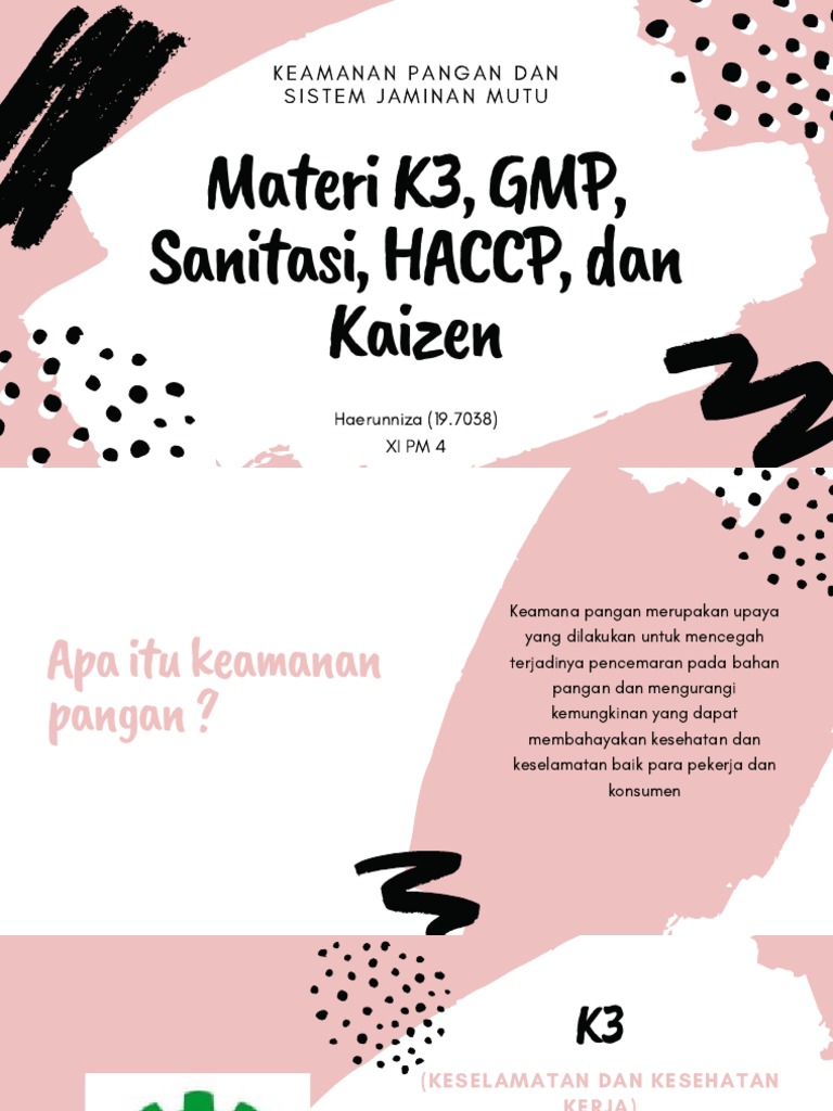Materi K3, GMP, Sanitasi, HACCP, Dan Kaizen: Keamanan Pangan Dan Sistem Jaminan Mutu | PDF