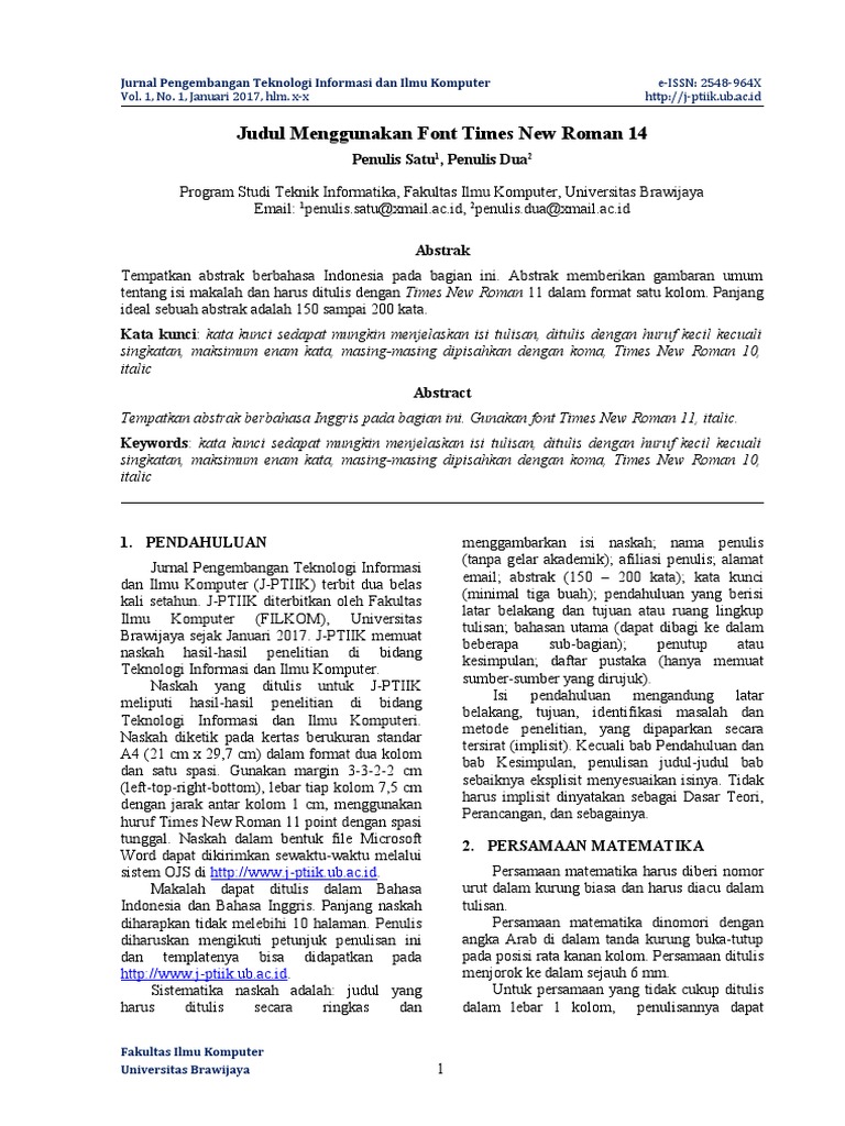 J-PTIIK Paper Template | PDF