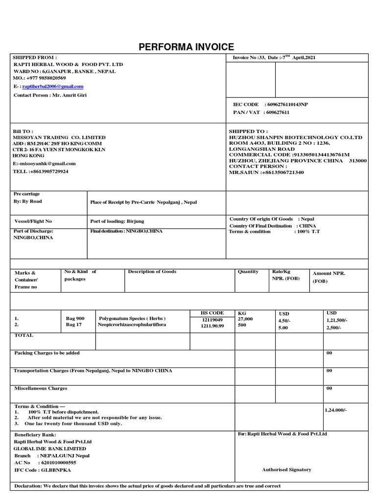 Perfoma Invoice 4-8 | PDF | Trade | Business