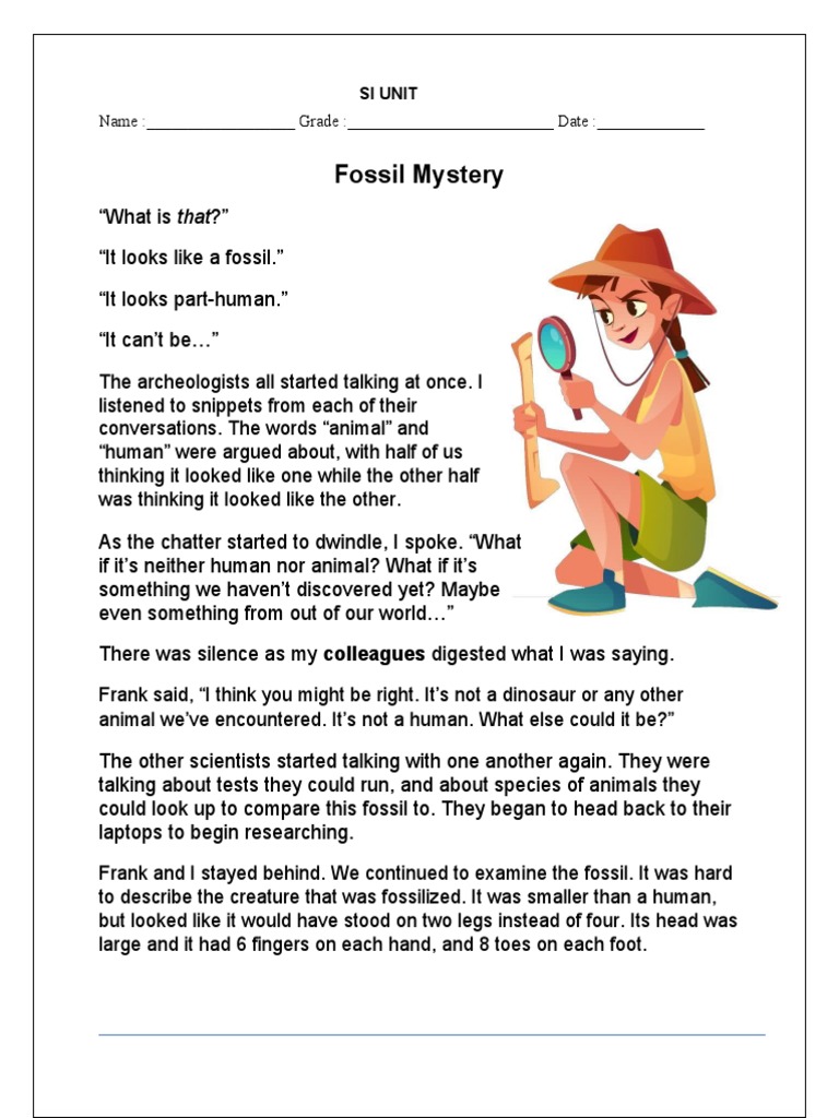 5th Grade 5 Reading Fossil Mystery | PDF