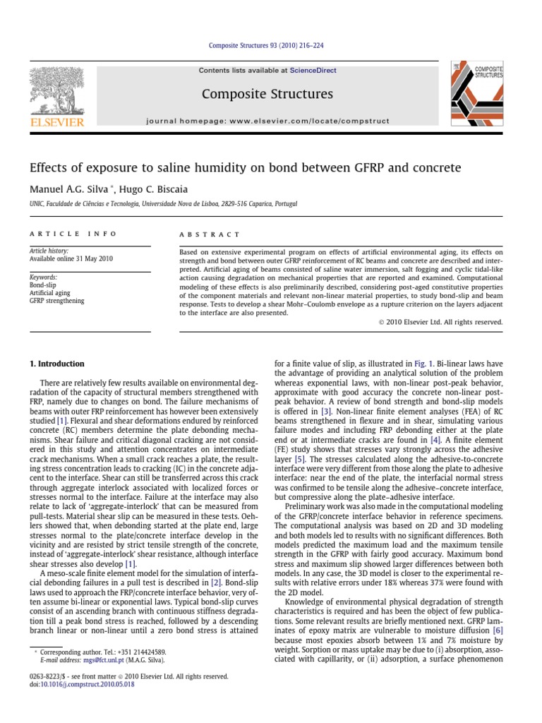 Effects of Exposure To Saline Humidity On Bond Between GFRP and ...