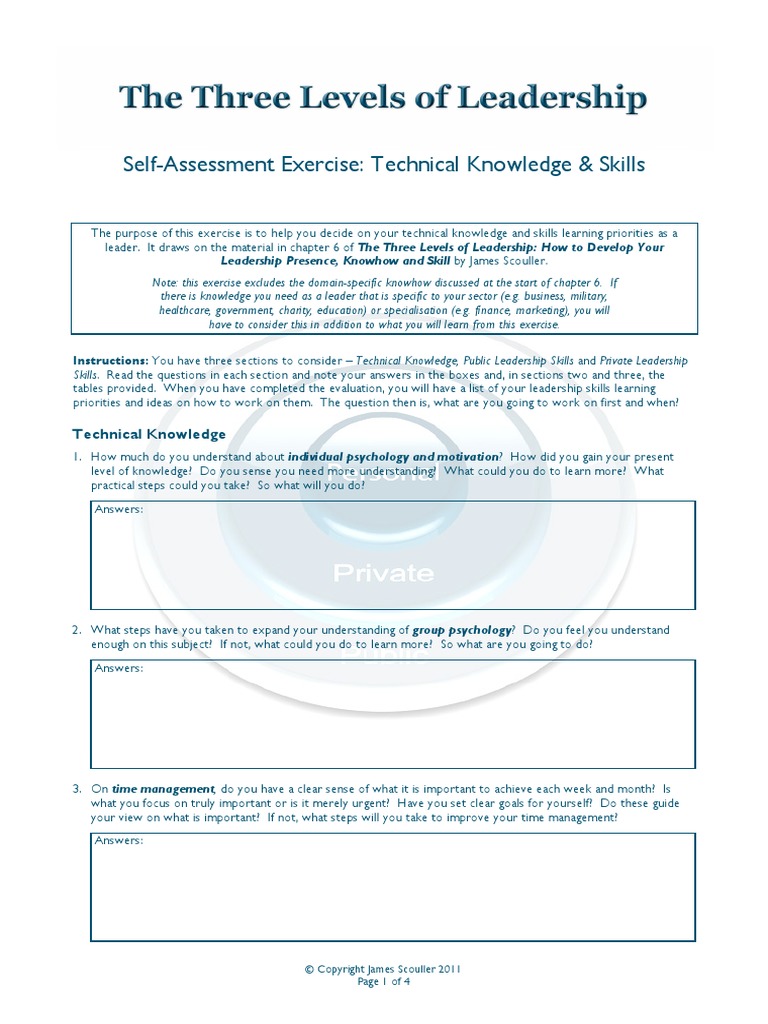 Self Assessment Exercise Technical Knowledge Skills 89187 | PDF ...