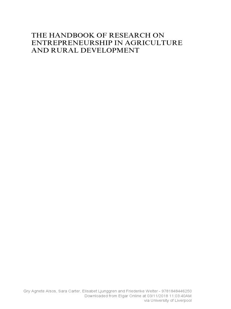 The Handbook of Research On Entrepreneurship in Agriculture and Rural ...