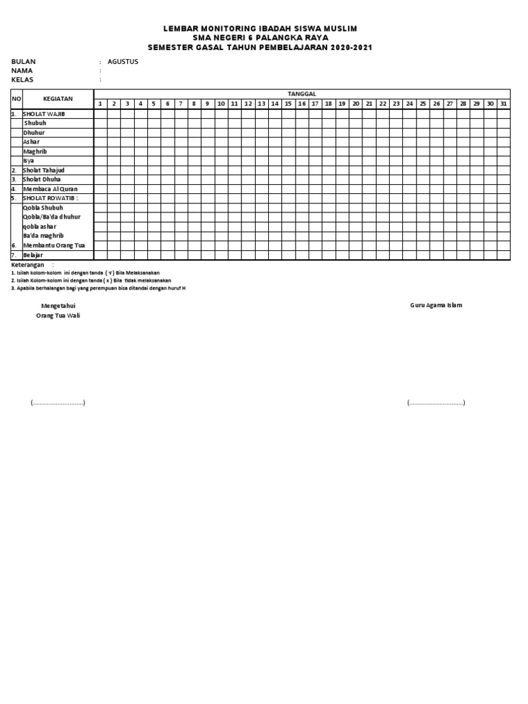 Lembar Monitoring | PDF