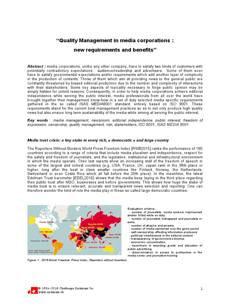 Quality Management in Media Corporations: New Requirements and Benefits ...