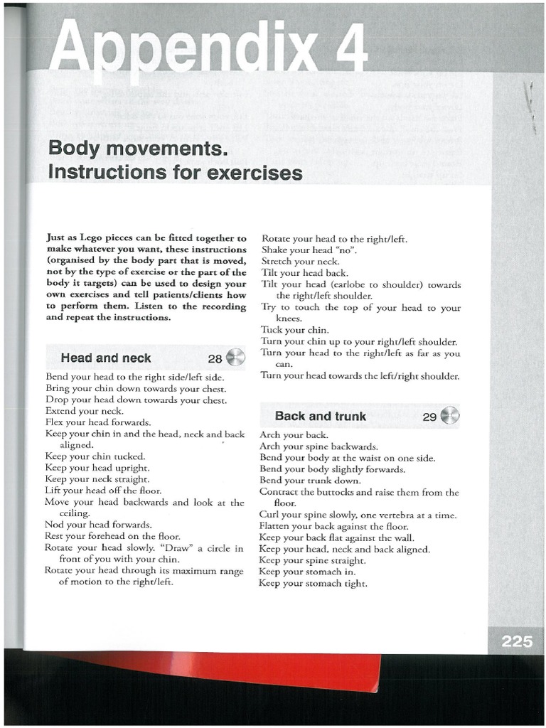 Body Movements - Instructions For Exercises | PDF