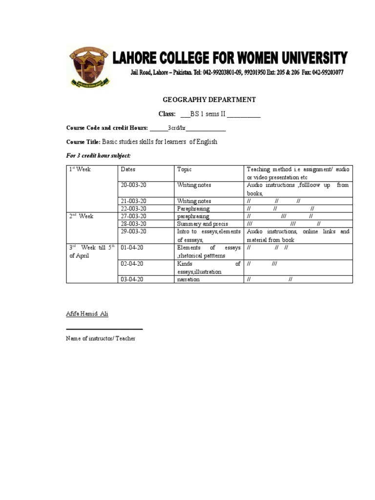 Weekly Plan Submission - Template Bs1 Compulsory | PDF