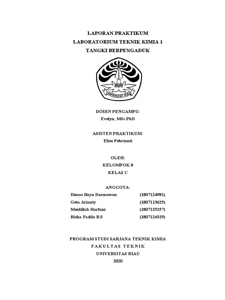 Laporan LABTEK Tangki Pengaduk | PDF