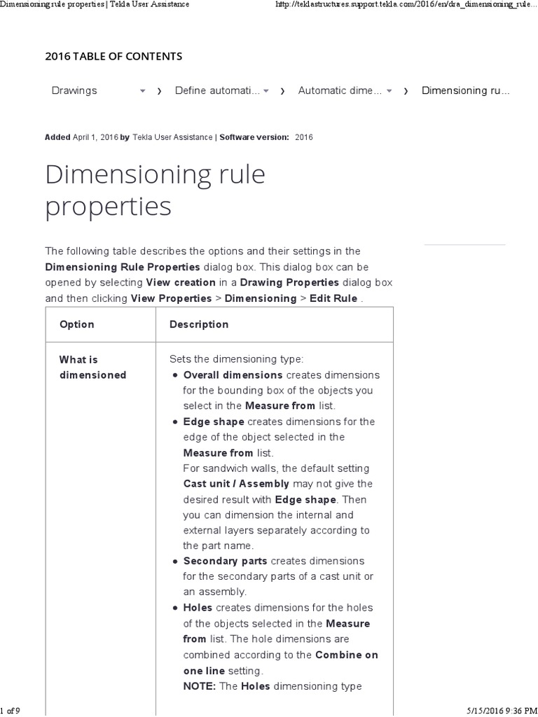 Tekla Dimensioning Rule Properties | PDF | Dimension | Shape