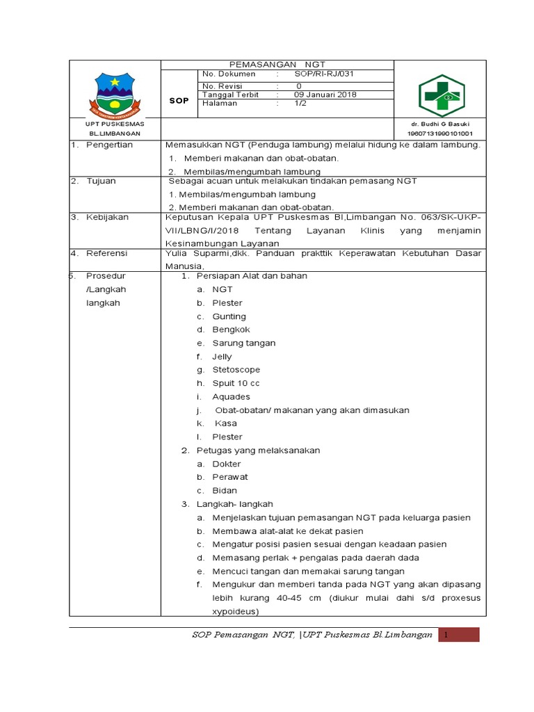 Sop Pemasangan NGT 31 | PDF