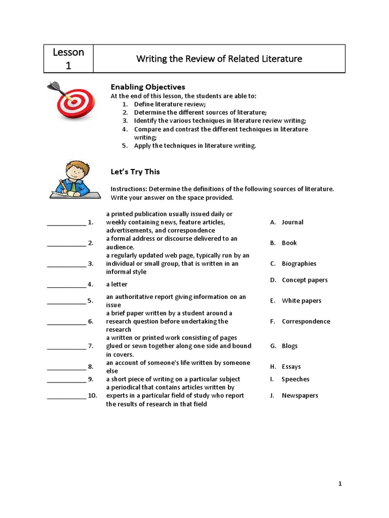 Lesson 1: Writing The Review of Related Literature | PDF | Systematic ...