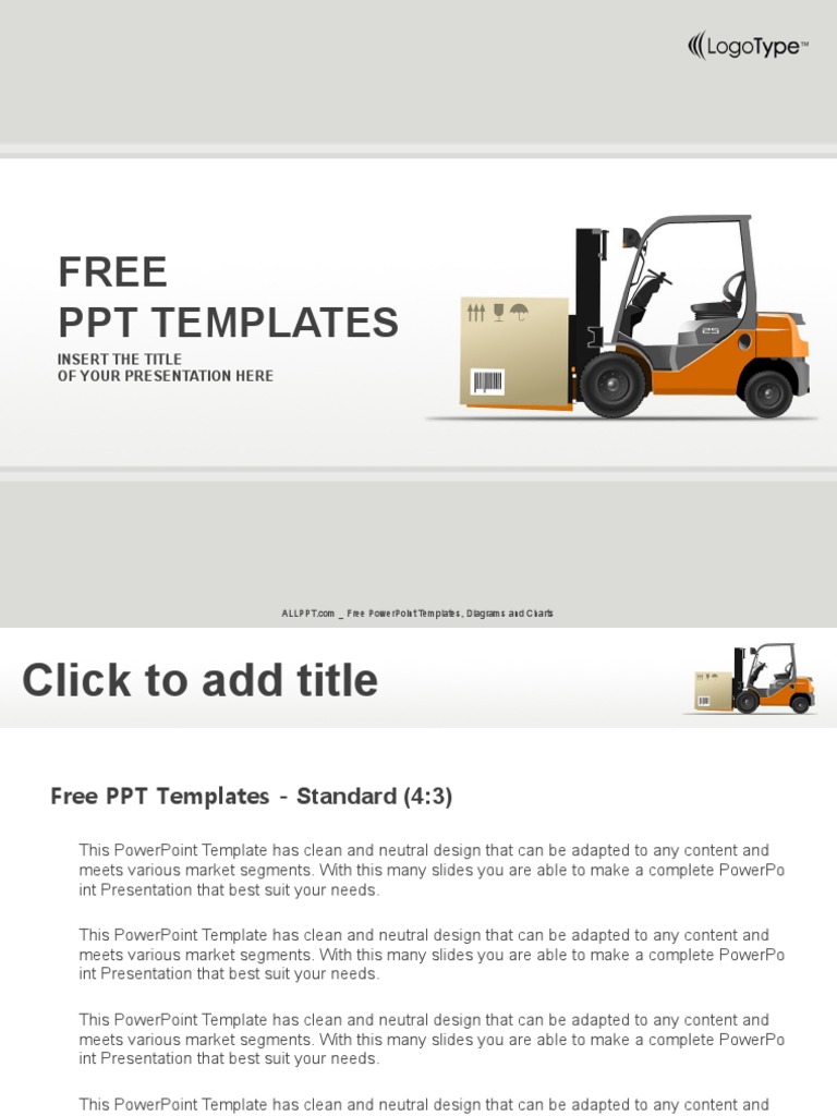Forklift in A Warehouse PowerPoint Templates Standard | PDF
