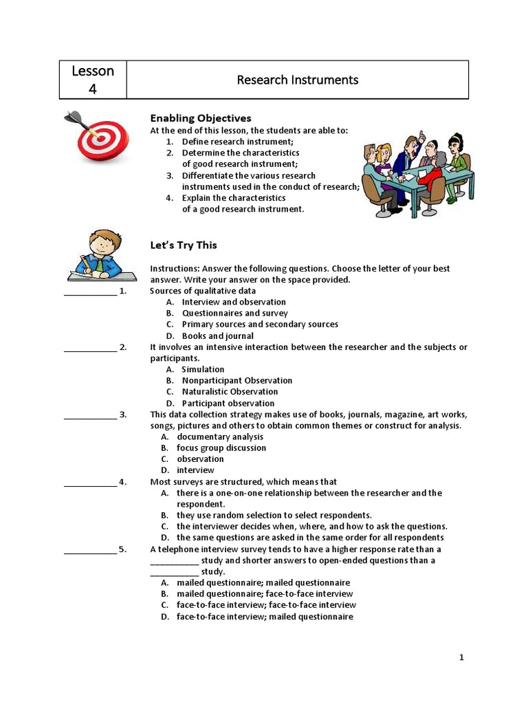 Research Instruments Guide | PDF | Validity (Statistics) | Interview