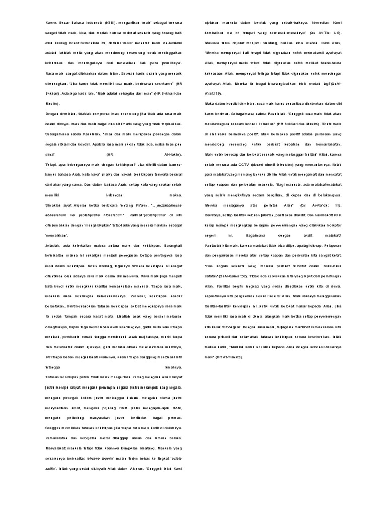 Malu Dalam Alquran | PDF