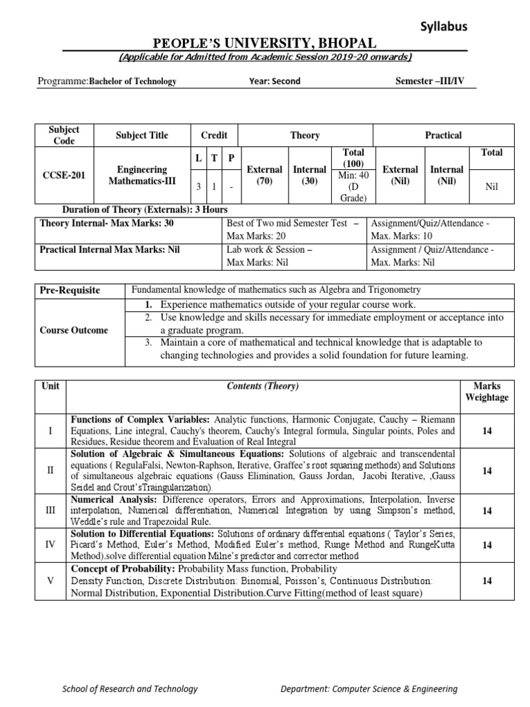 Maths Syllabus | Download Free PDF | Numerical Analysis | Teaching ...