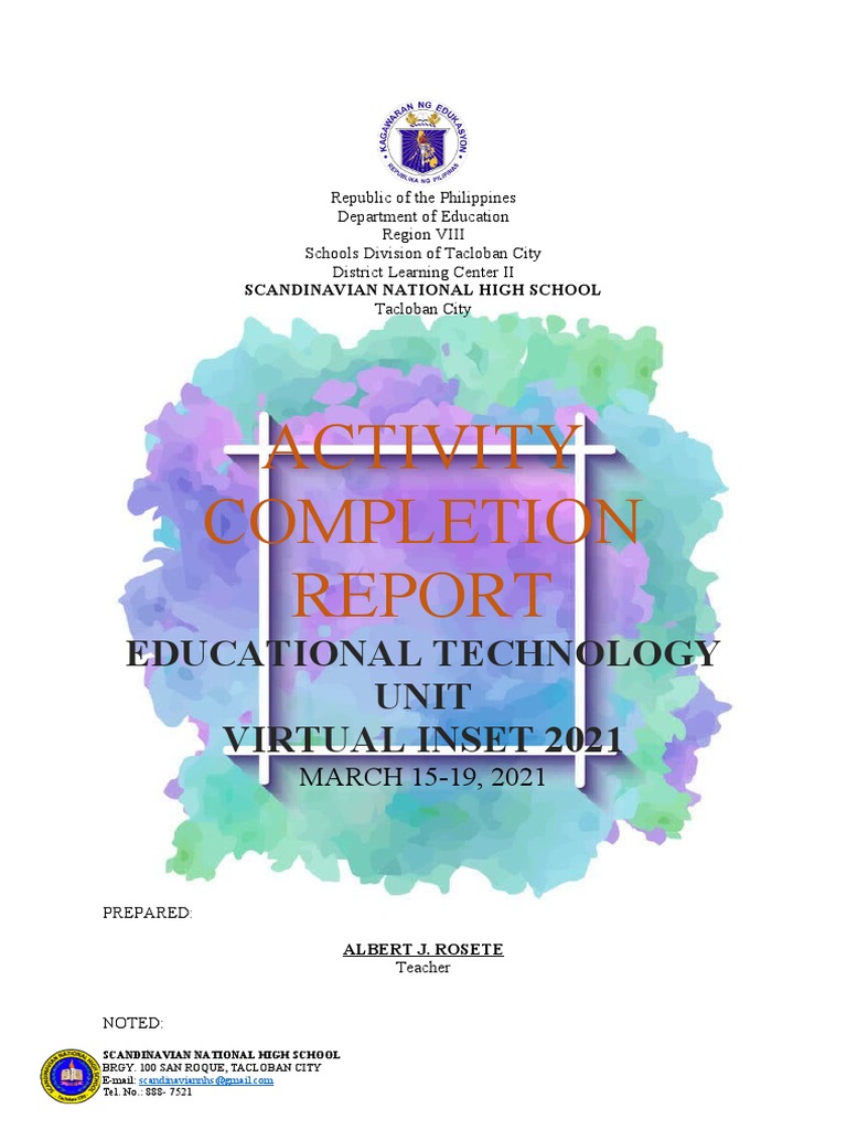 Activity Completion: Educational Technology Unit Virtual Inset 2021 | PDF | Educational ...