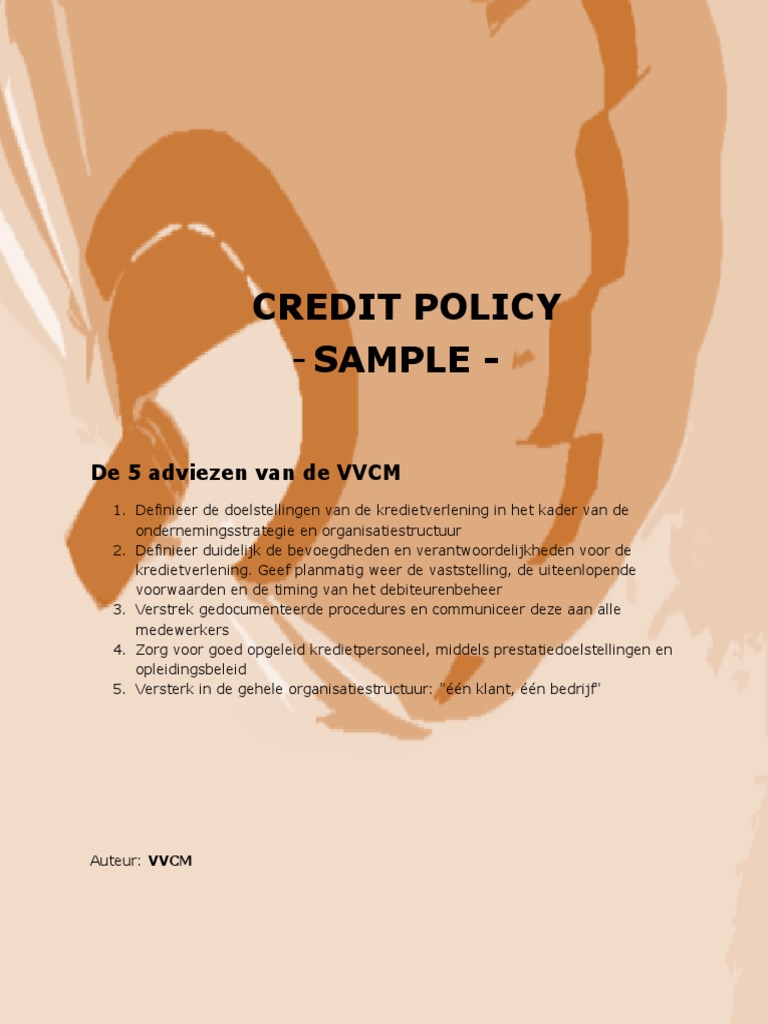 4 1.11 Credit Policy Sample 02022016 | PDF | Credit Risk | Credit