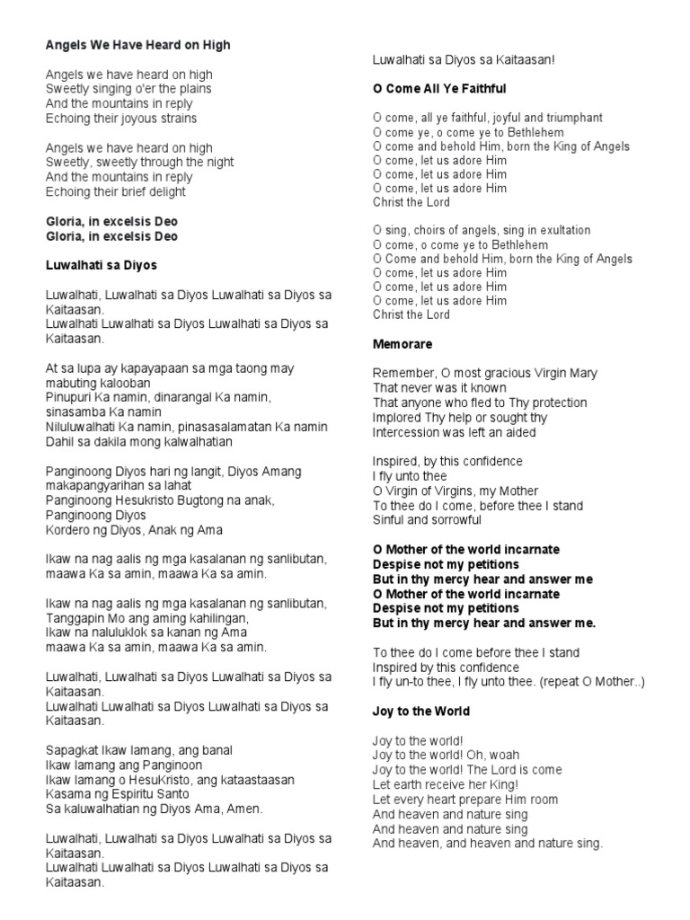 Songs For January 1 | PDF | Catholic Liturgy | Worship