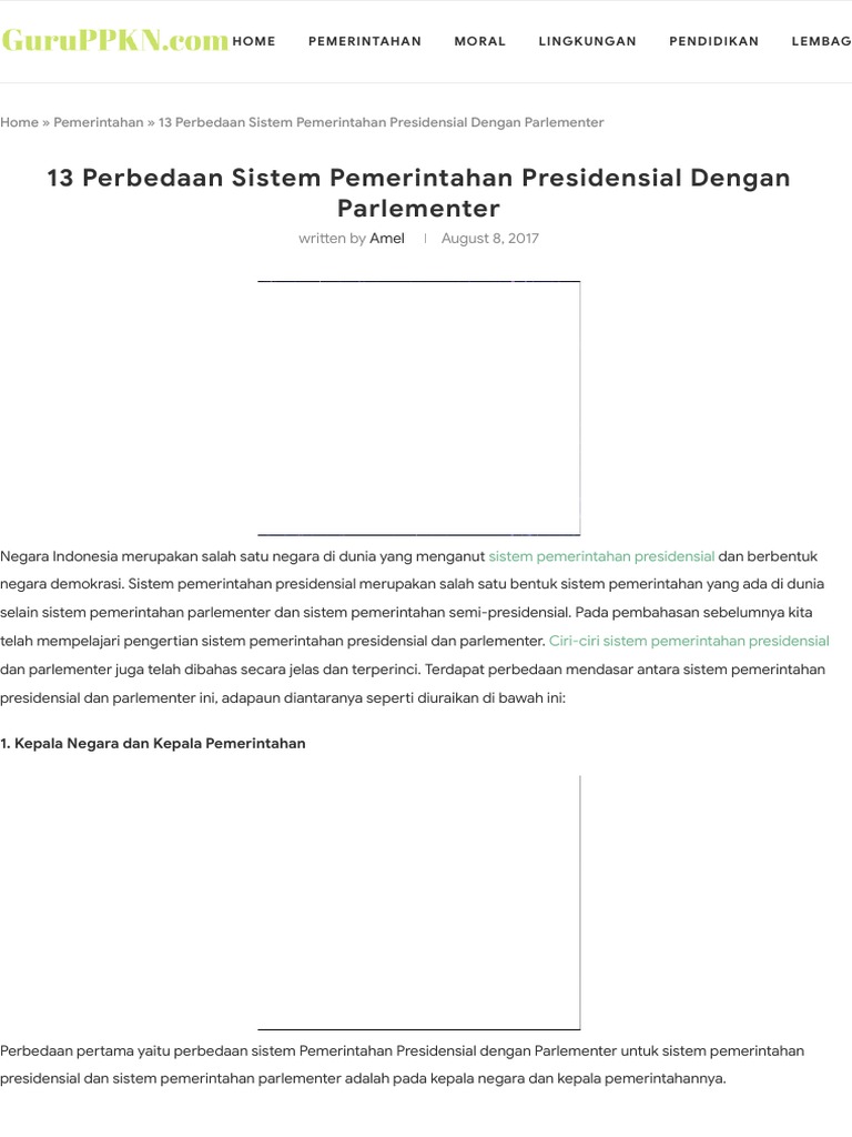 13 Perbedaan Sistem Pemerintahan Presidensial Dengan Parlementer | PDF