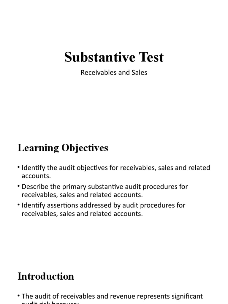 Substantive Audit Procedures for Receivables, Sales, and Related ...