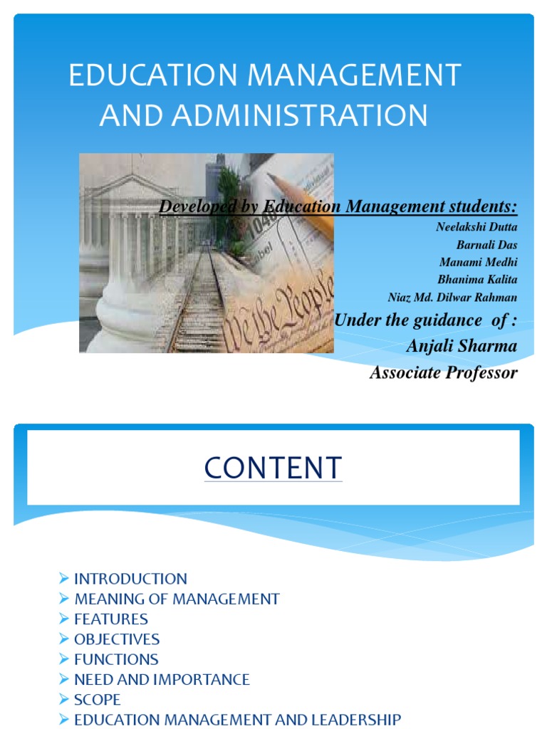 Education Management and Administration | PDF | Leadership | Teachers
