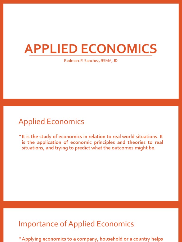 Importance of Applied Economics | PDF | Demand | Price Elasticity Of Demand
