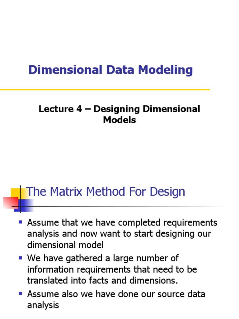 Dimensional Data Modeling - Lecture 4 | PDF | Fiscal Year | Calendar