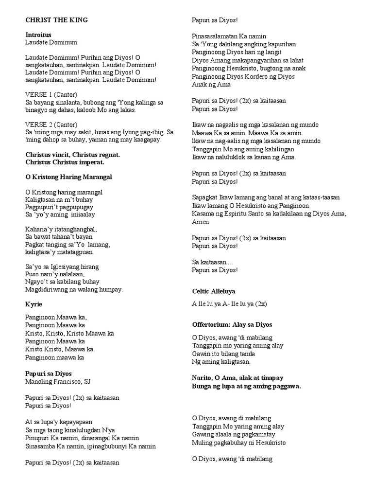 Songs For Christ The King | PDF