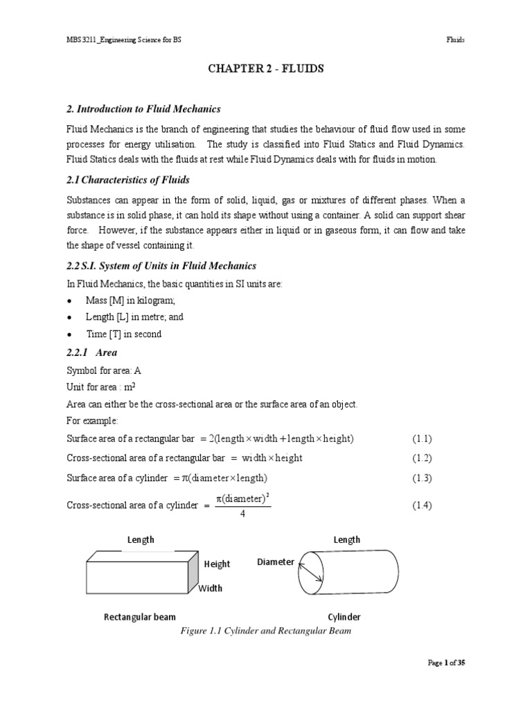 Introduction To Fluid Mechanics: Chapter 2 - Fluids | PDF | Pressure | Fluid Dynamics