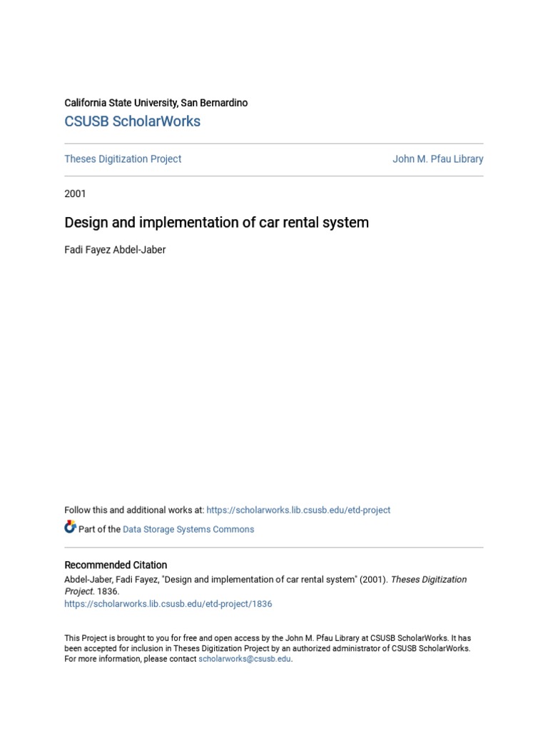 Design and Implementation of Car Rental System | PDF | Conceptual Model ...