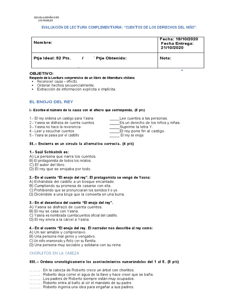 Evaluación de Lectura Complementaria | PDF