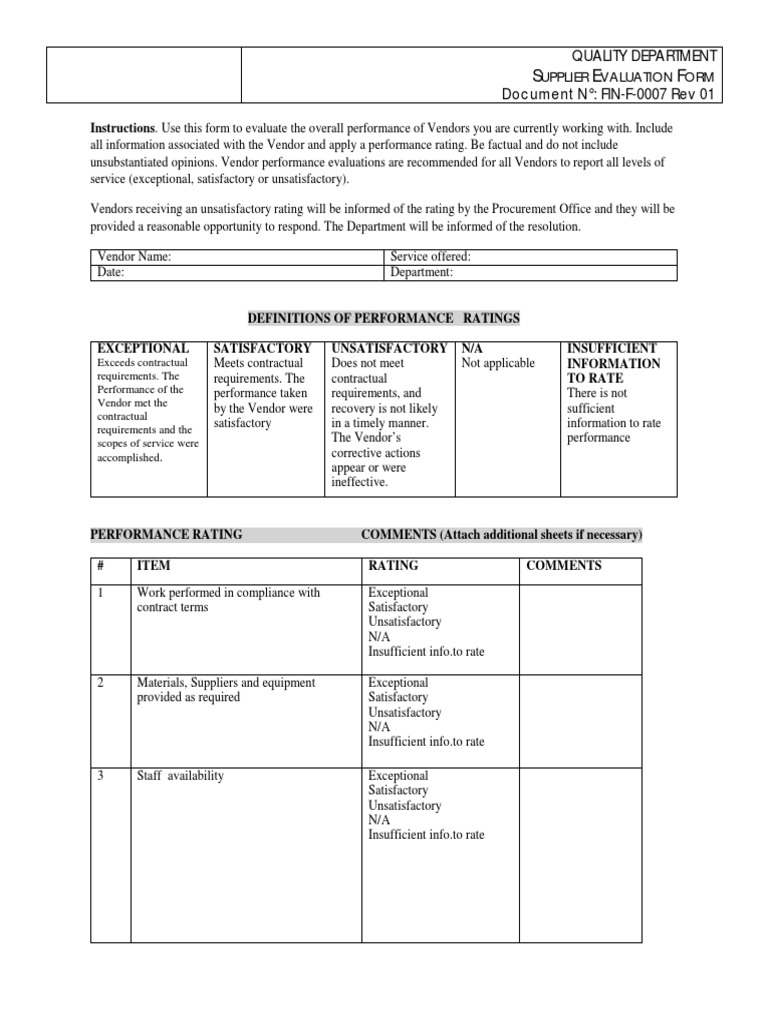 Supplier Evaluation Form | PDF | Business