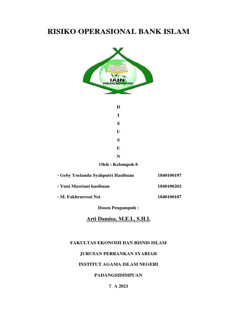 Makalah Manajemen Risiko Bank Syariah. Kel 6 | PDF