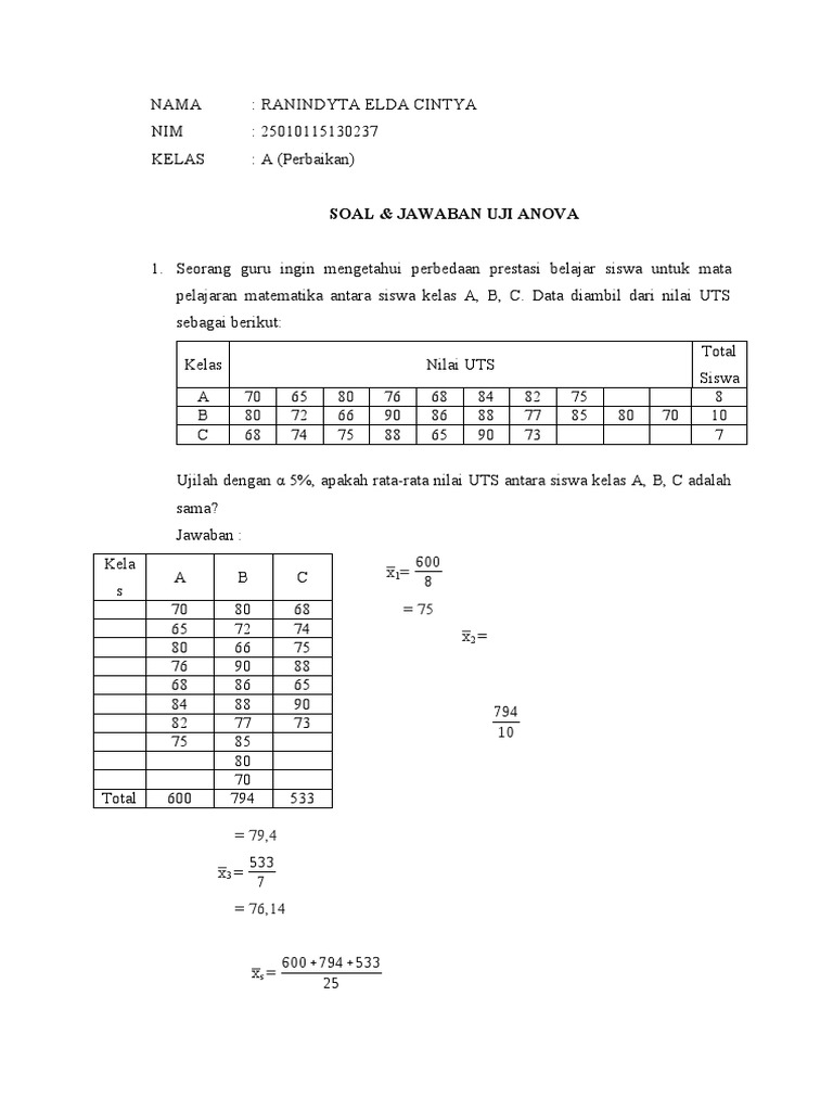 Membuat Soal Anova + Jawaban | PDF