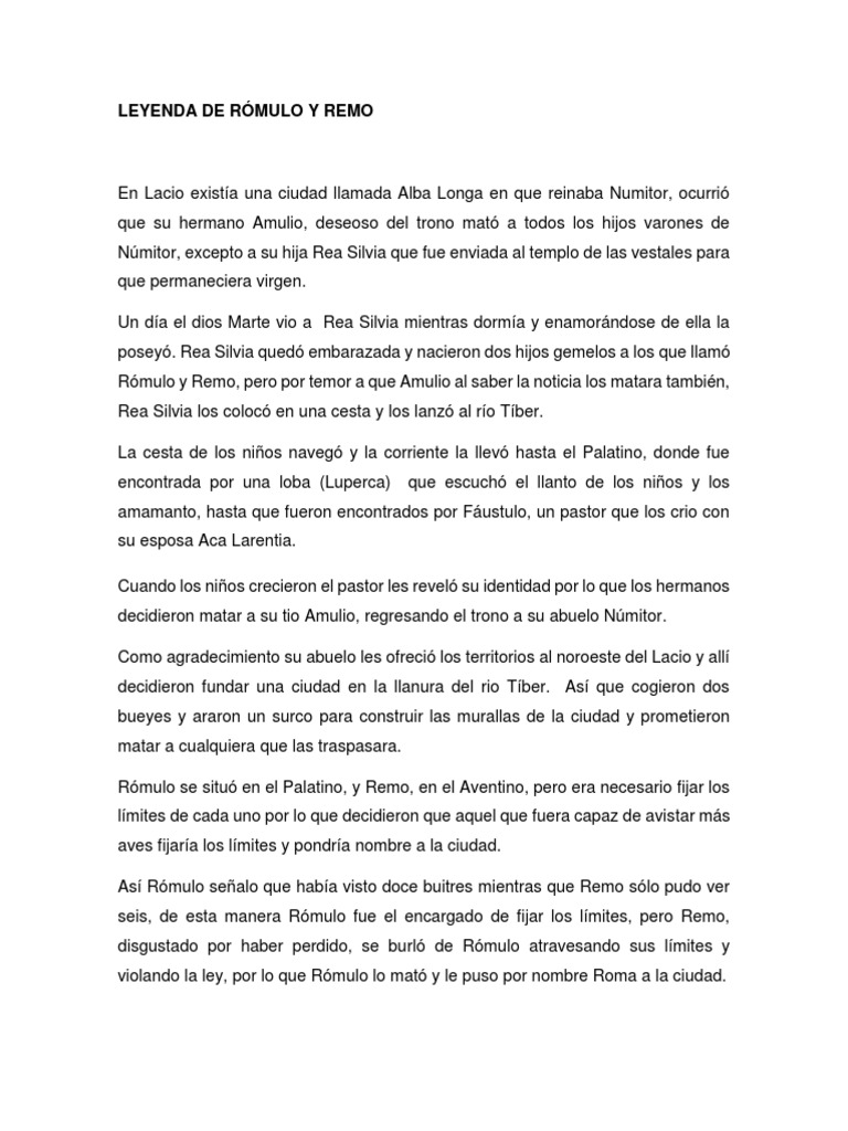 Mito de Rómulo y Remo | PDF