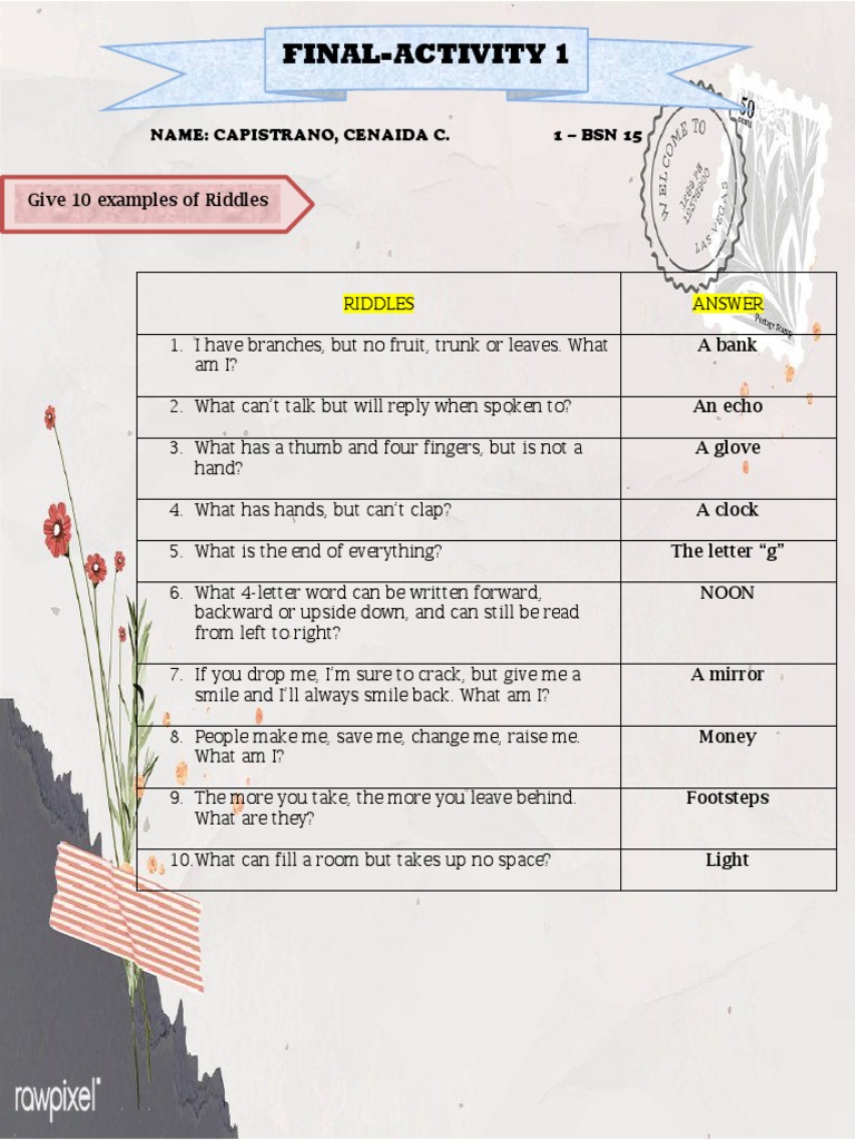 Riddles and Tagalog Proverbs | PDF | Tagalog Language