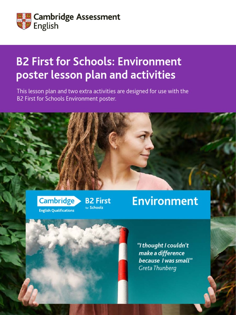 B2 First For Schools: Environment Poster Lesson Plan and Activities ...