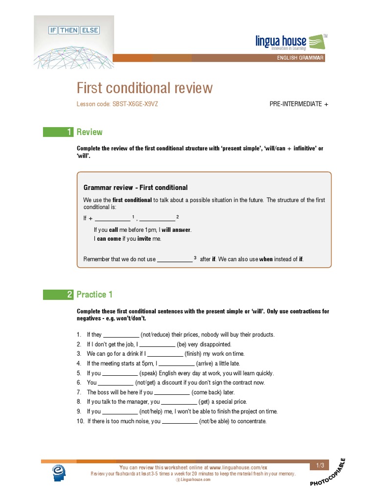 UNIT 4 First-Conditional (Review) | PDF | Business