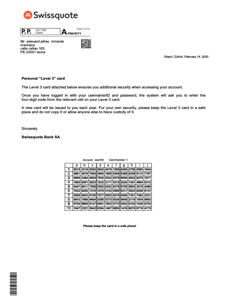 Personal "Level 3" Card: Mr. Edwuard Jefrey Miranda Machaca Calle ...