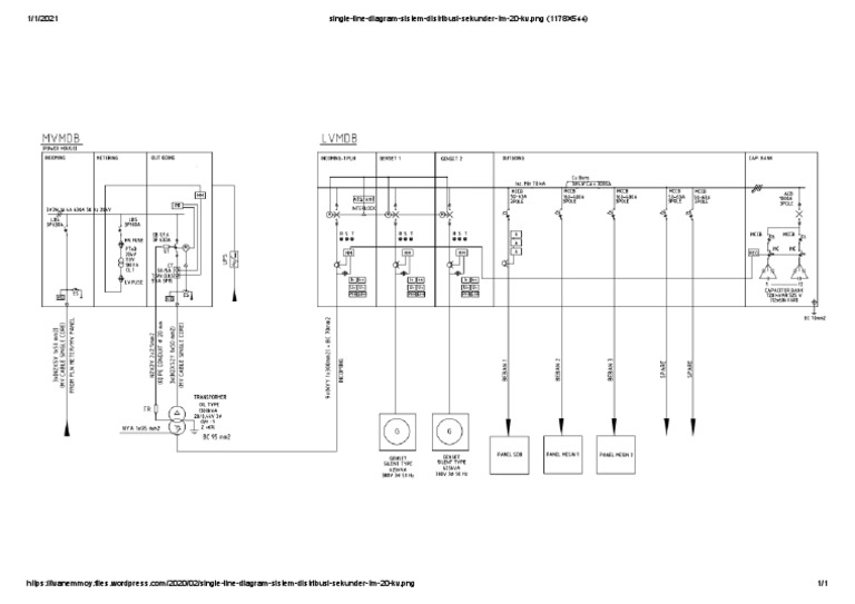Single Line Diagram Sistem Distribusi Sekunder TM 20 KV | PDF